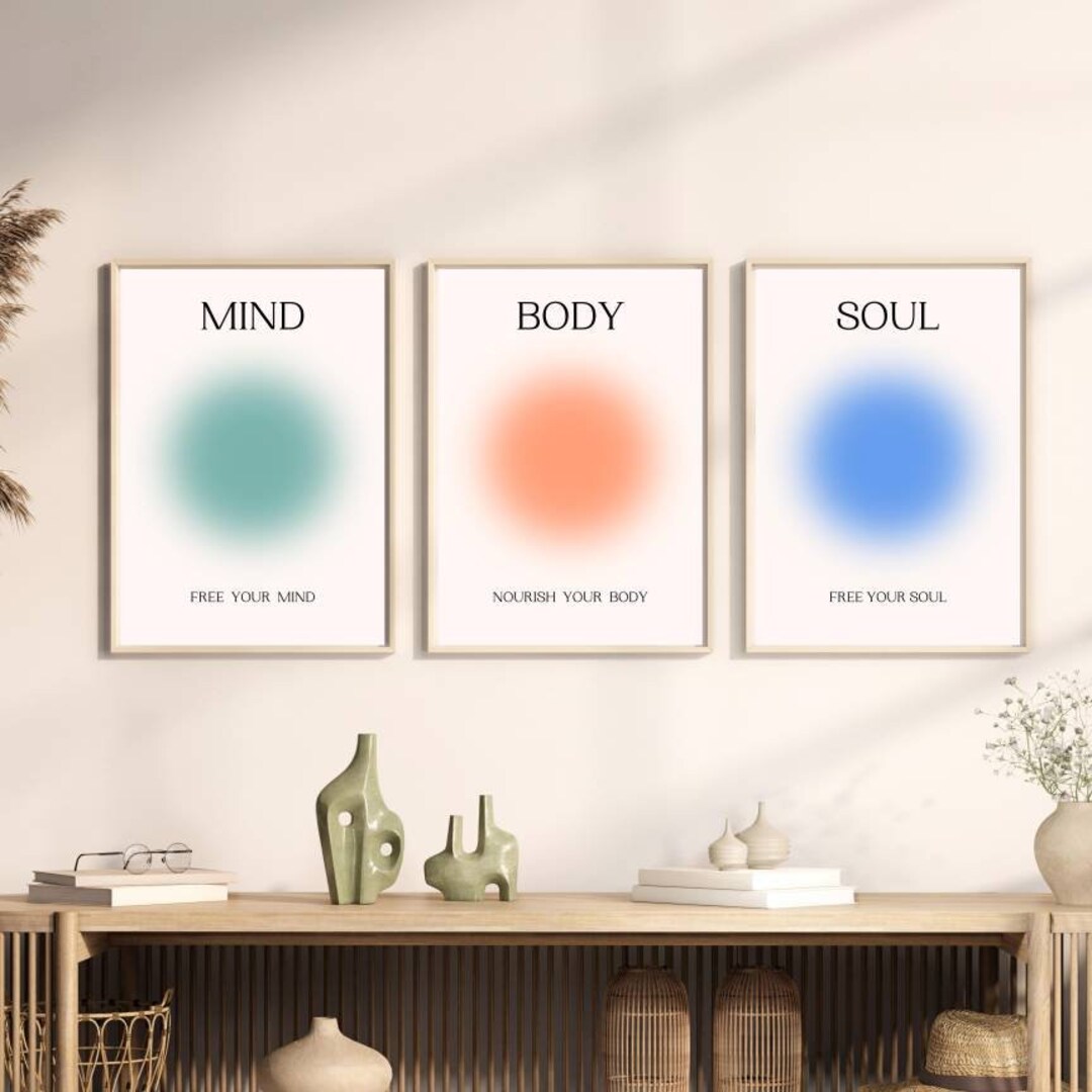Mind Body Soul Poster Aura Poster Set of 3 Gradient Print - Etsy