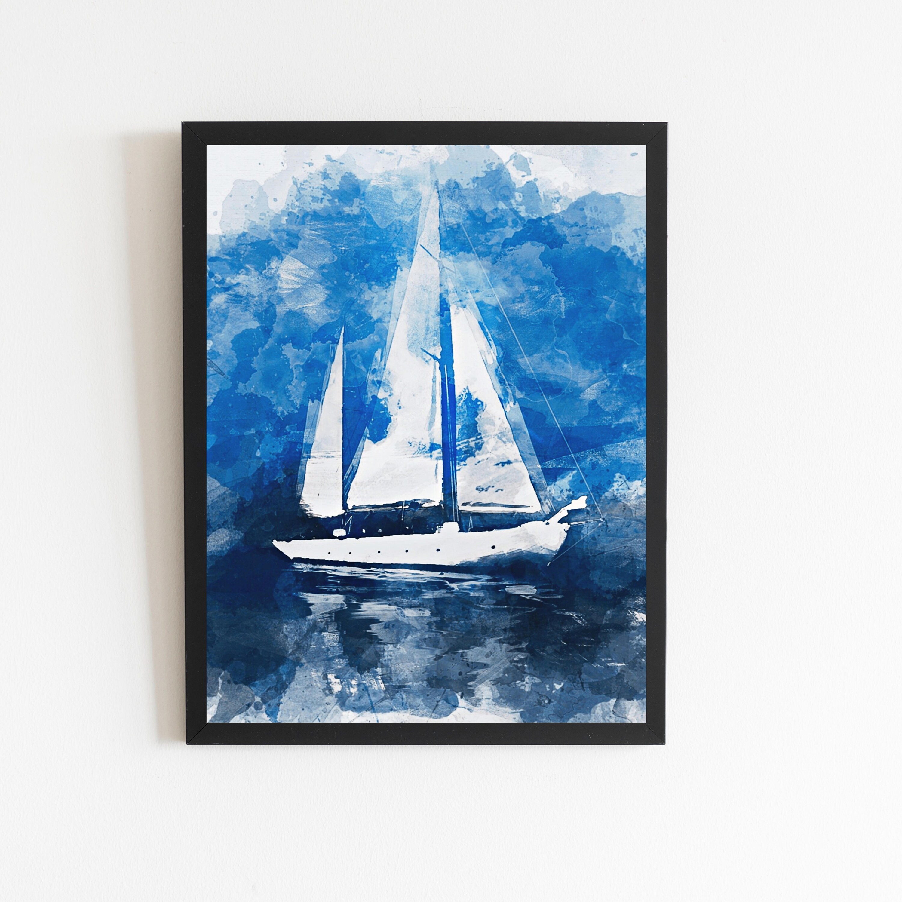 Boot drucken Segelboot Poster blaues Poster abstrakte - Etsy.de