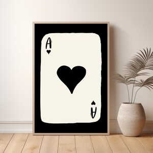 Black Ace Card Poster, Trendy Retro Wall Art Set of 3, Retro Trendy ...