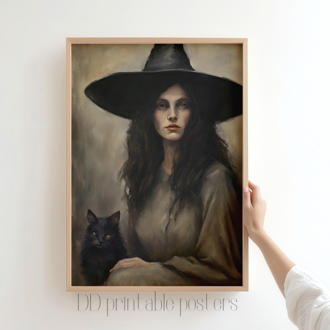 Vintage Witch Halloween Art Print, Rustic Witchy Decor Digital Download ...