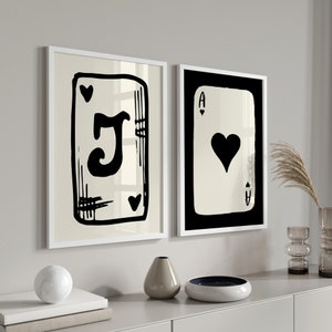 Black Ace Card Poster, Trendy Retro Wall Art Set of 3, Retro Trendy ...