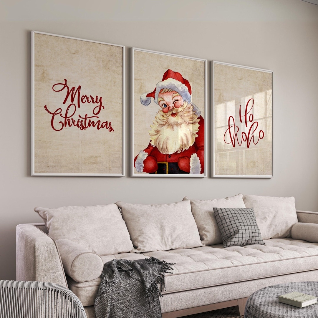 Christmas Print Download, Set of 3 Prints, Christmas Poster, Vintage ...