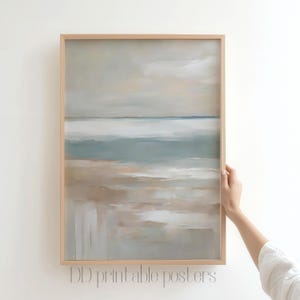 Coastal Wall Art Set of 3, Muted Beach Landscape Prints, Neutral ...