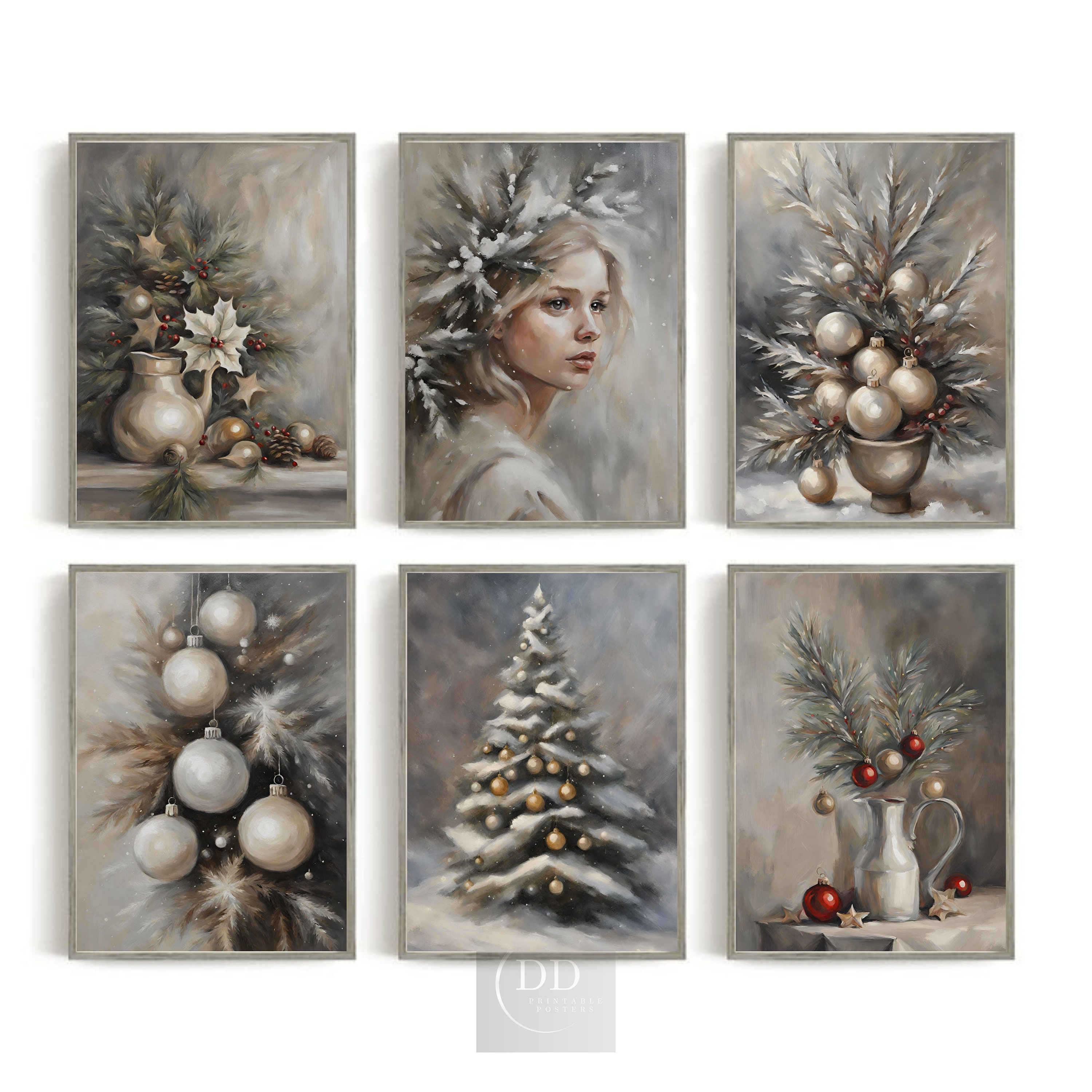 Vintage Christmas Print Set of 6, Winter Prints, Christmas Poster ...