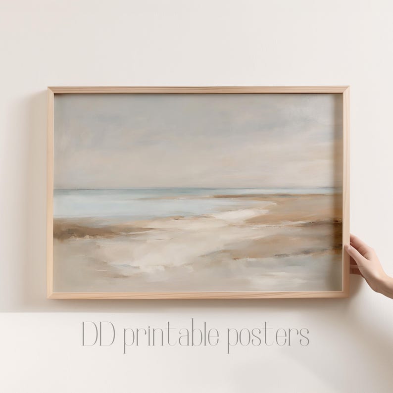 Abstract Beach Painting Neutral Coastal Landscape Art Digital Download ...
