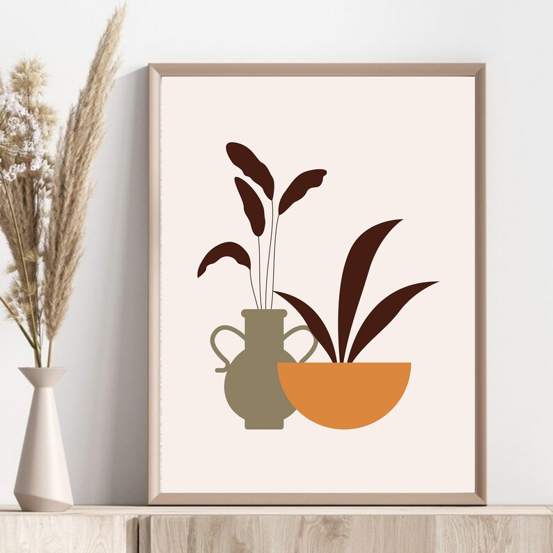 Boho Gallery Wall Set of 6, Boho Wall Art Prints, Mid Century Prints ...