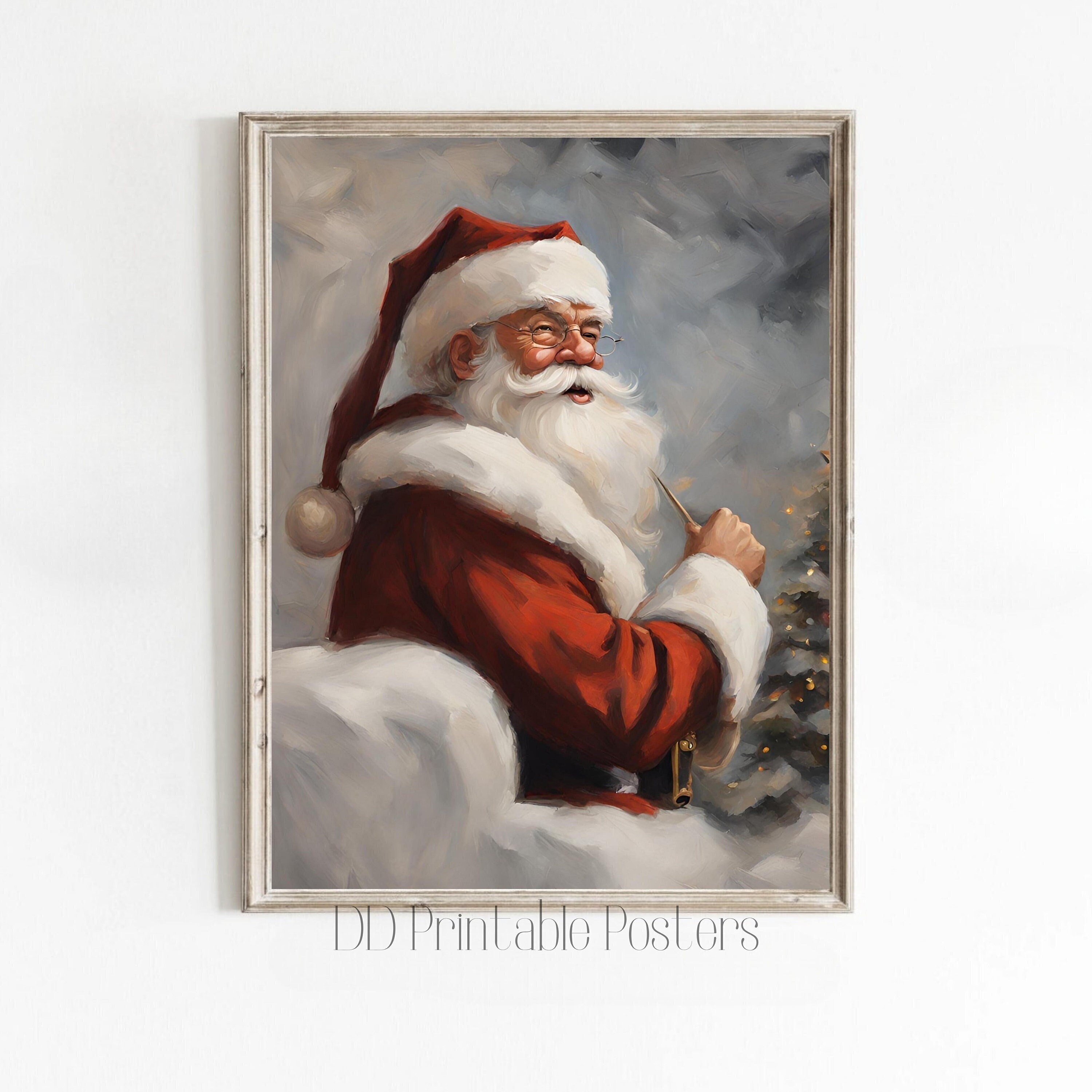 Santa Portrait Vintage Christmas Wall Art Printable Christmas Santa ...