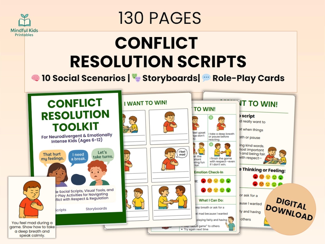 Conflict Resolution Toolkit for Kids | Social Scripts, Storyboards ...
