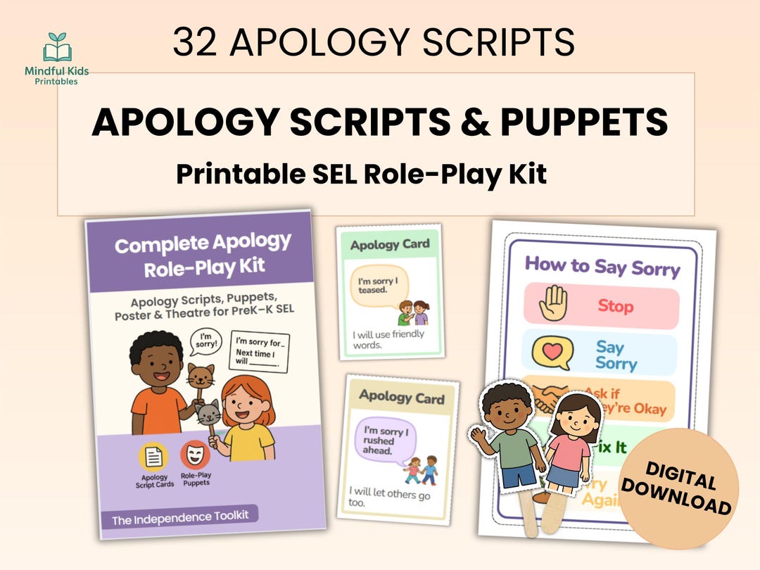 Apology Role-play Kit for Kids Ages 4–9 | Social Skills, Saying Sorry ...