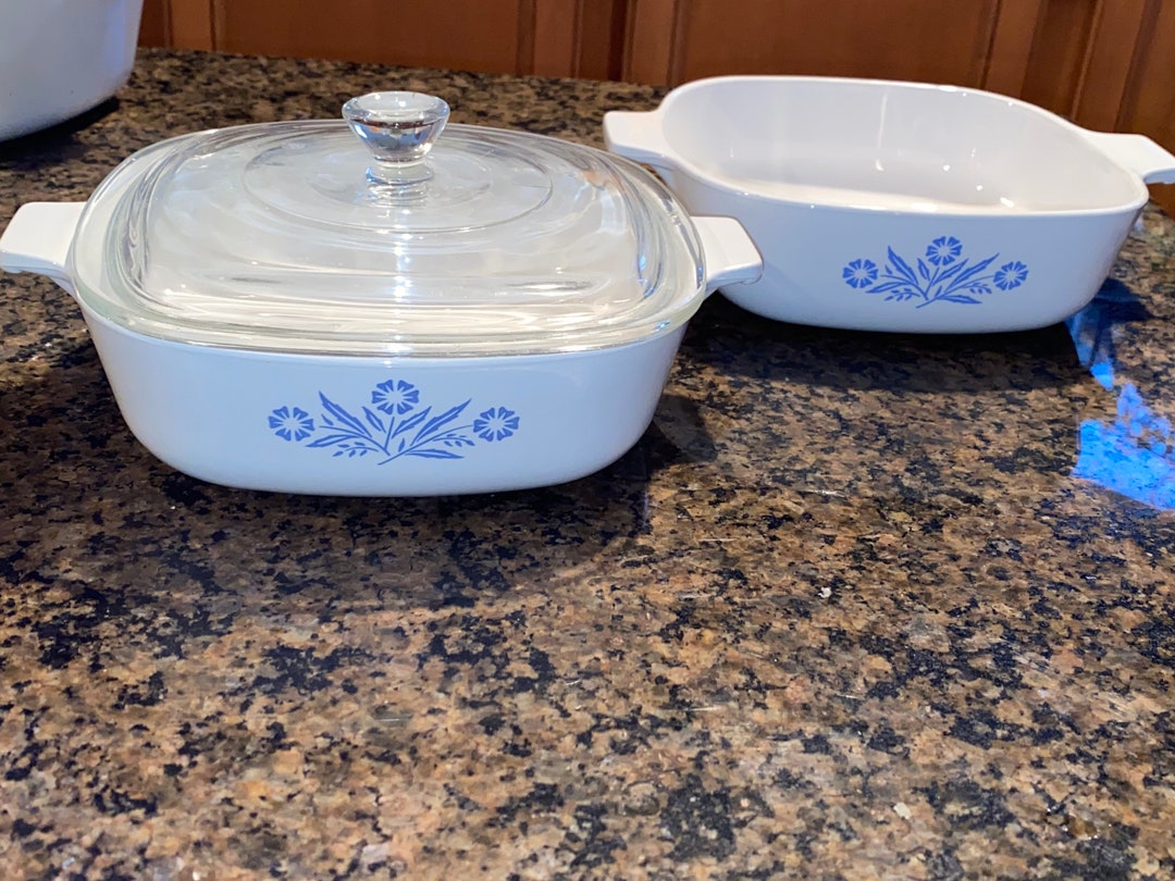 Set of 2 Vintage Corning Ware Cornflower Blue 1 Quart Casserole Dish ...
