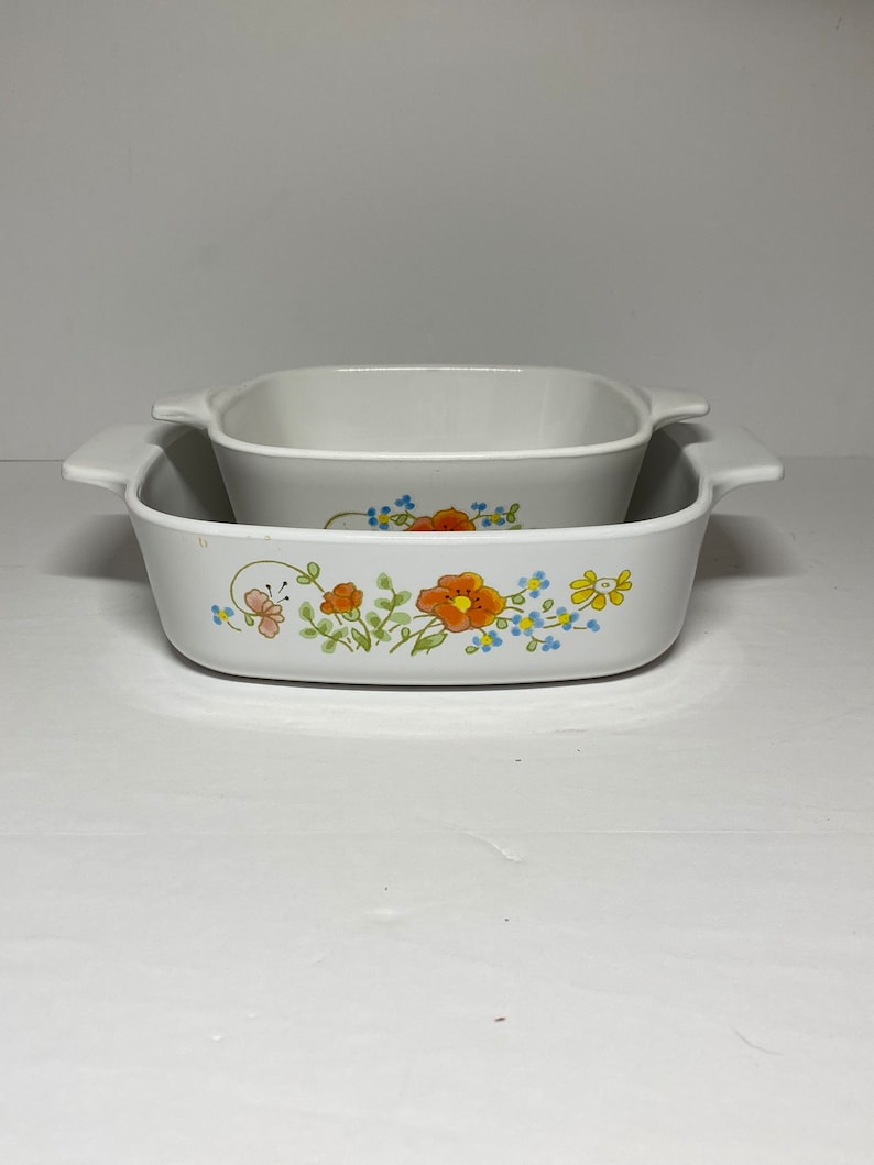 Vintage Corning Ware Wildflower Set of Casserole Dishes No Lid - Etsy