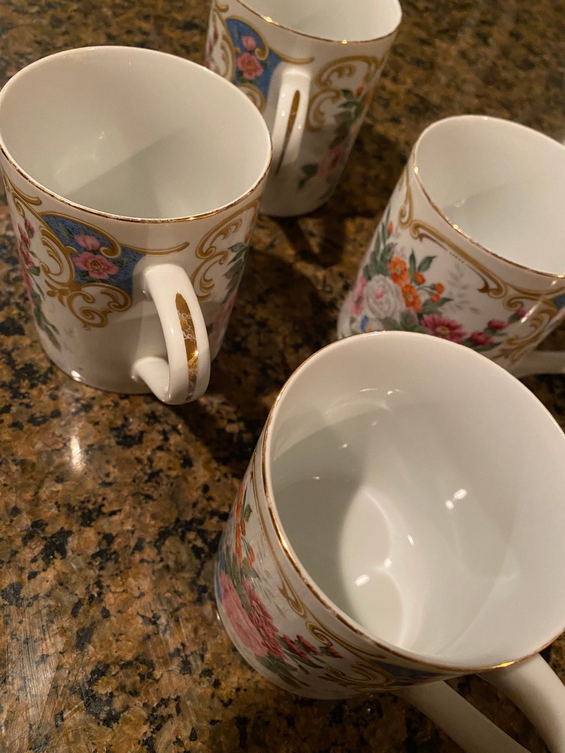 Set of 4 Vintage Victorian Style Rose/floral Mugs Designed by Andrea ...