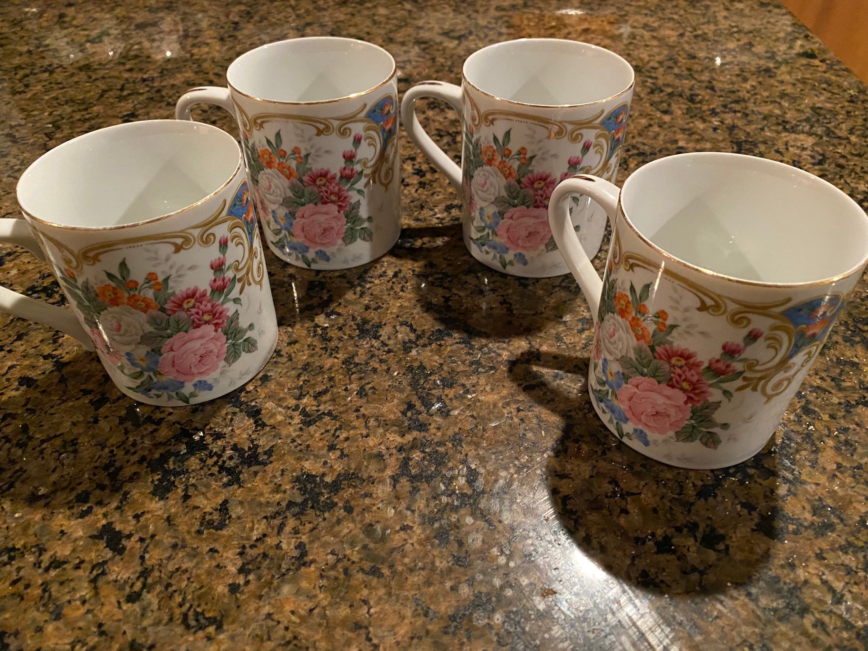 Set of 4 Vintage Victorian Style Rose/floral Mugs Designed by Andrea ...
