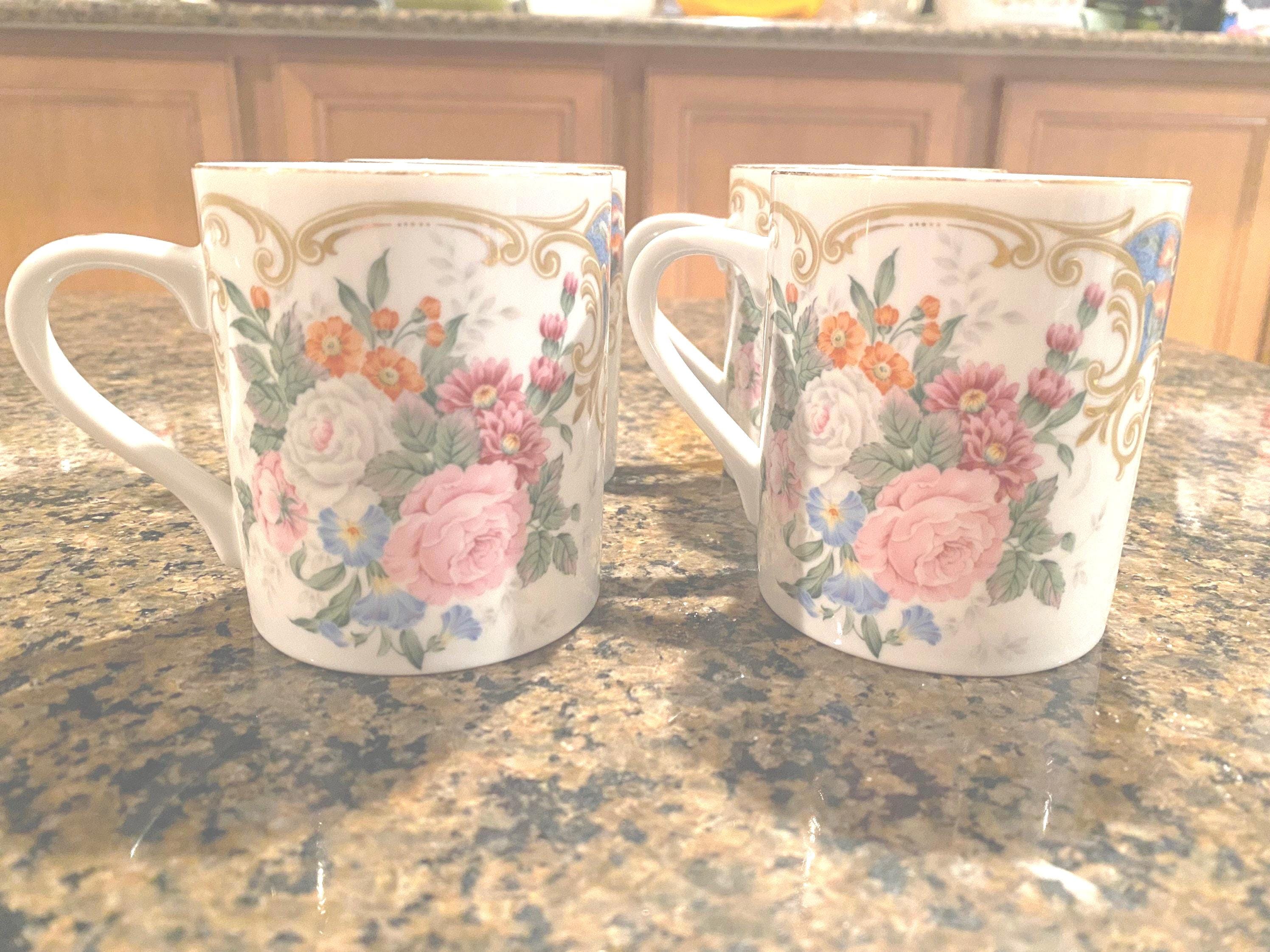 Set of 4 Vintage Victorian Style Rose/floral Mugs Designed by Andrea ...