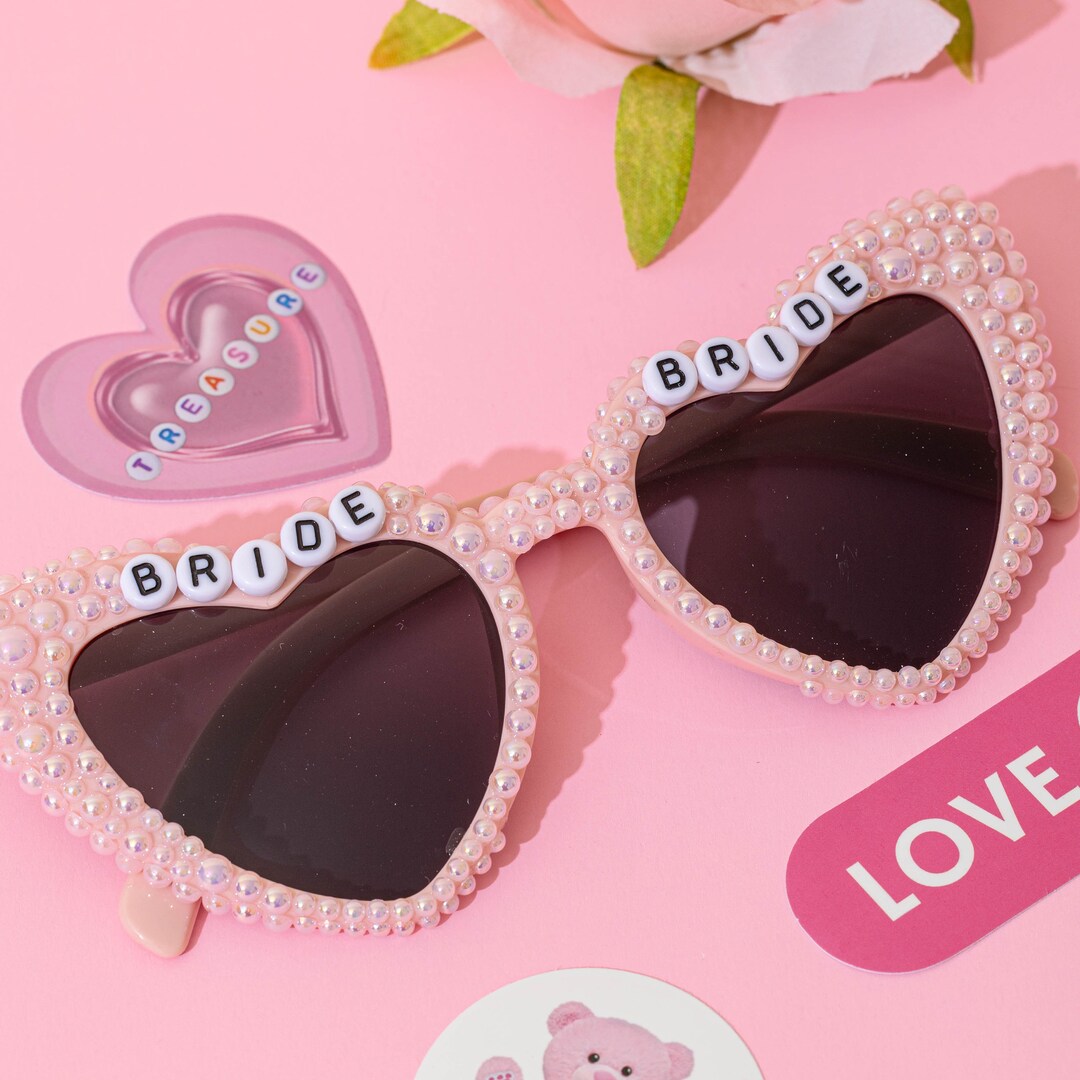 Personalized BRIDE TO BE Sunglasses, White Pearl Bachelorette ...