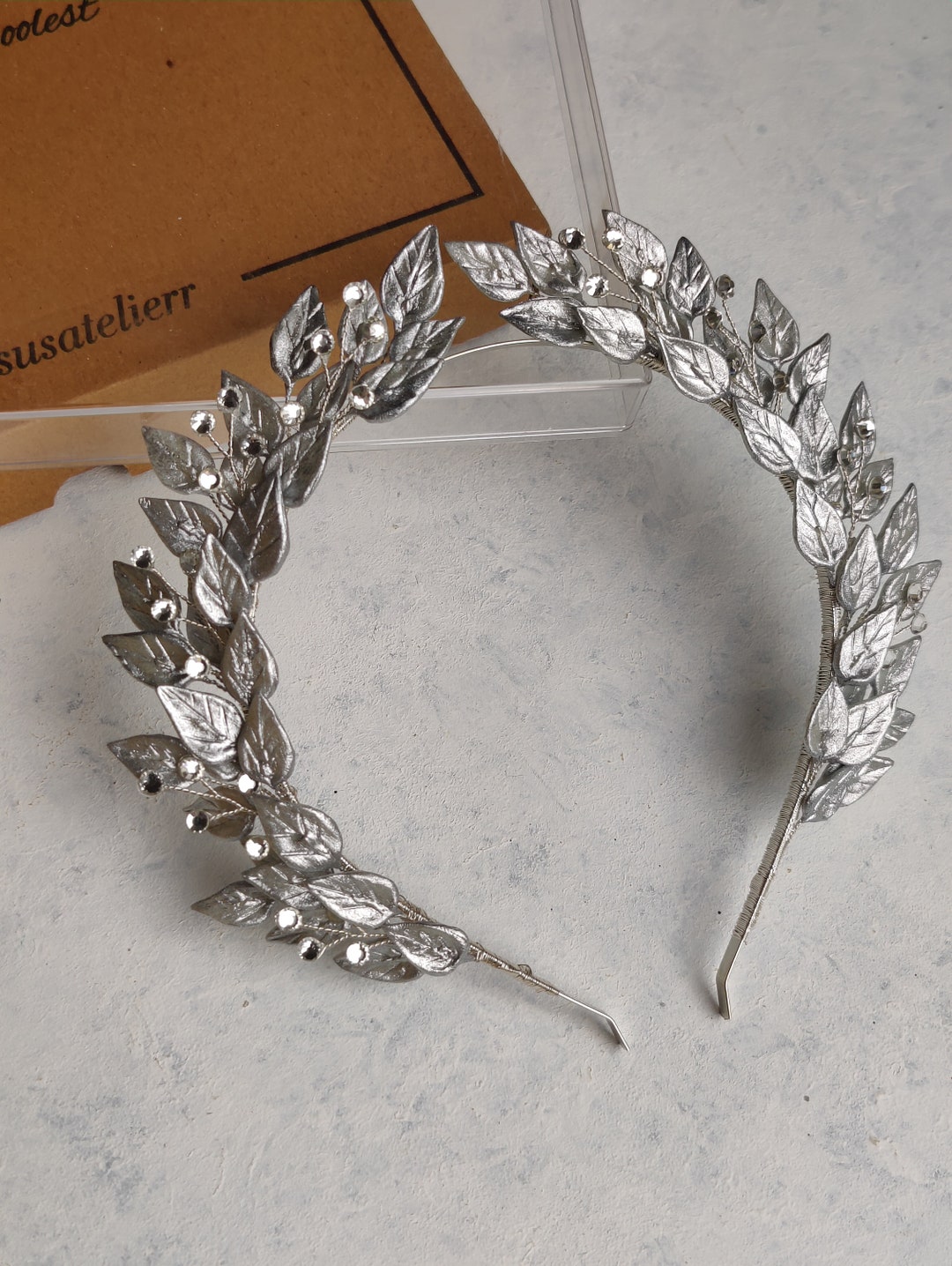 Laurel Leaf Flower Crown, Silver Bridal Tiara, Flower Tiara, Silver ...