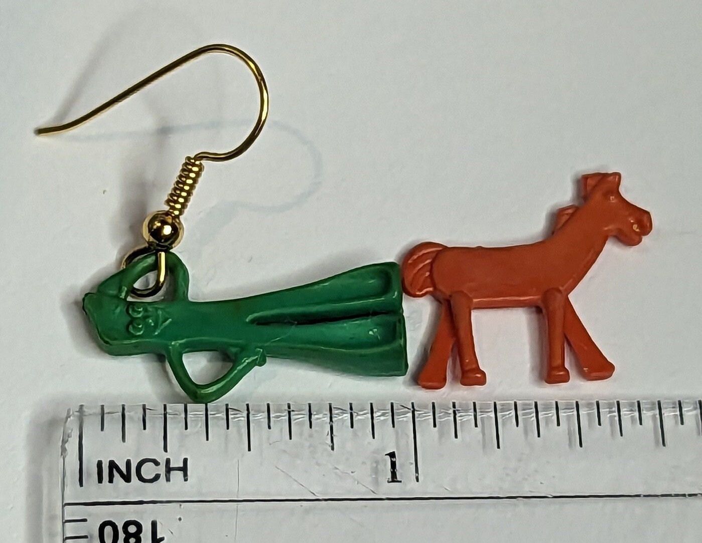 Gumby and Pokey 1986 Art Clokey Earrings Vintage Pair Broken Horse Hook ...