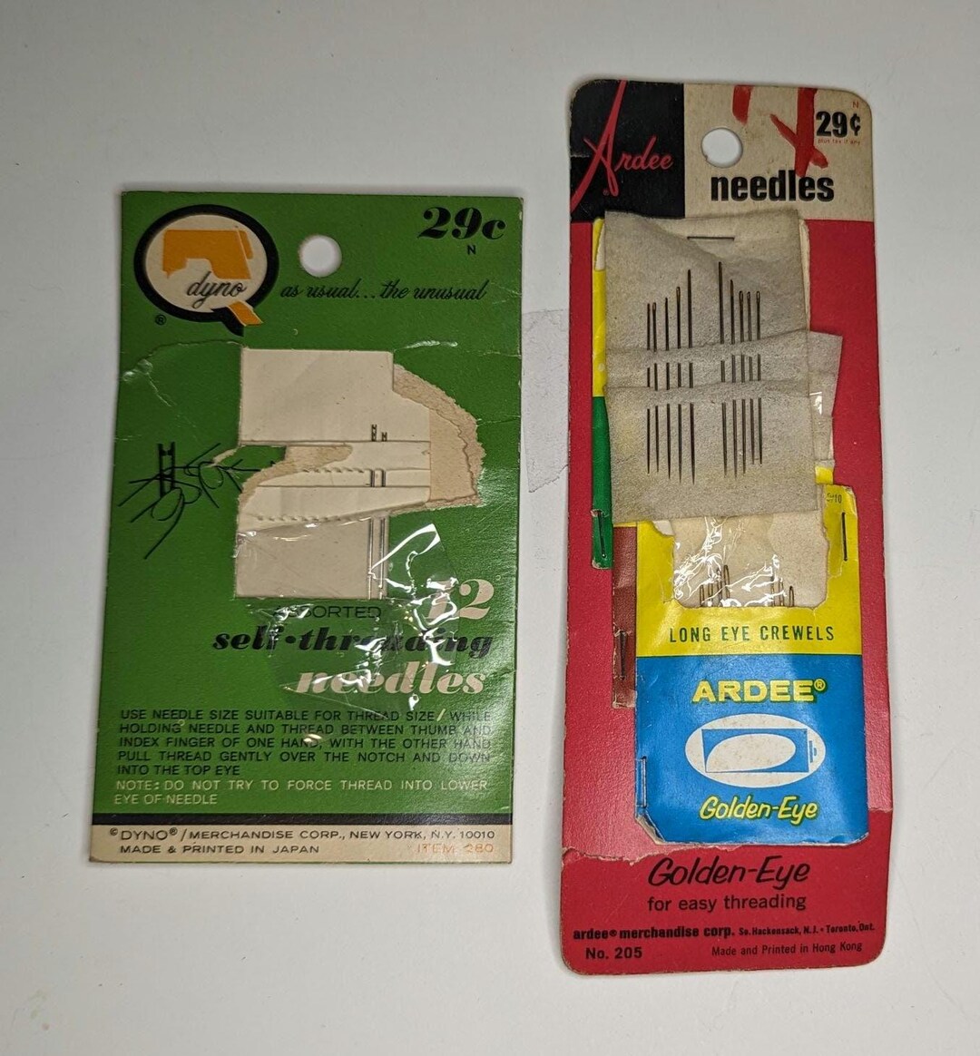 Vintage Ardee Golden Eye Easy Threading Sewing Needles Lot Two Dyno ...