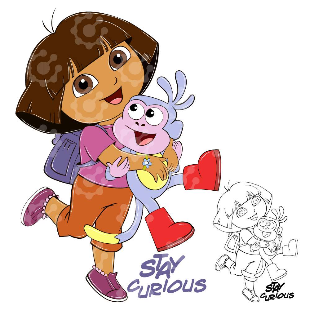 Dora and Boots Hug Illustration - Etsy