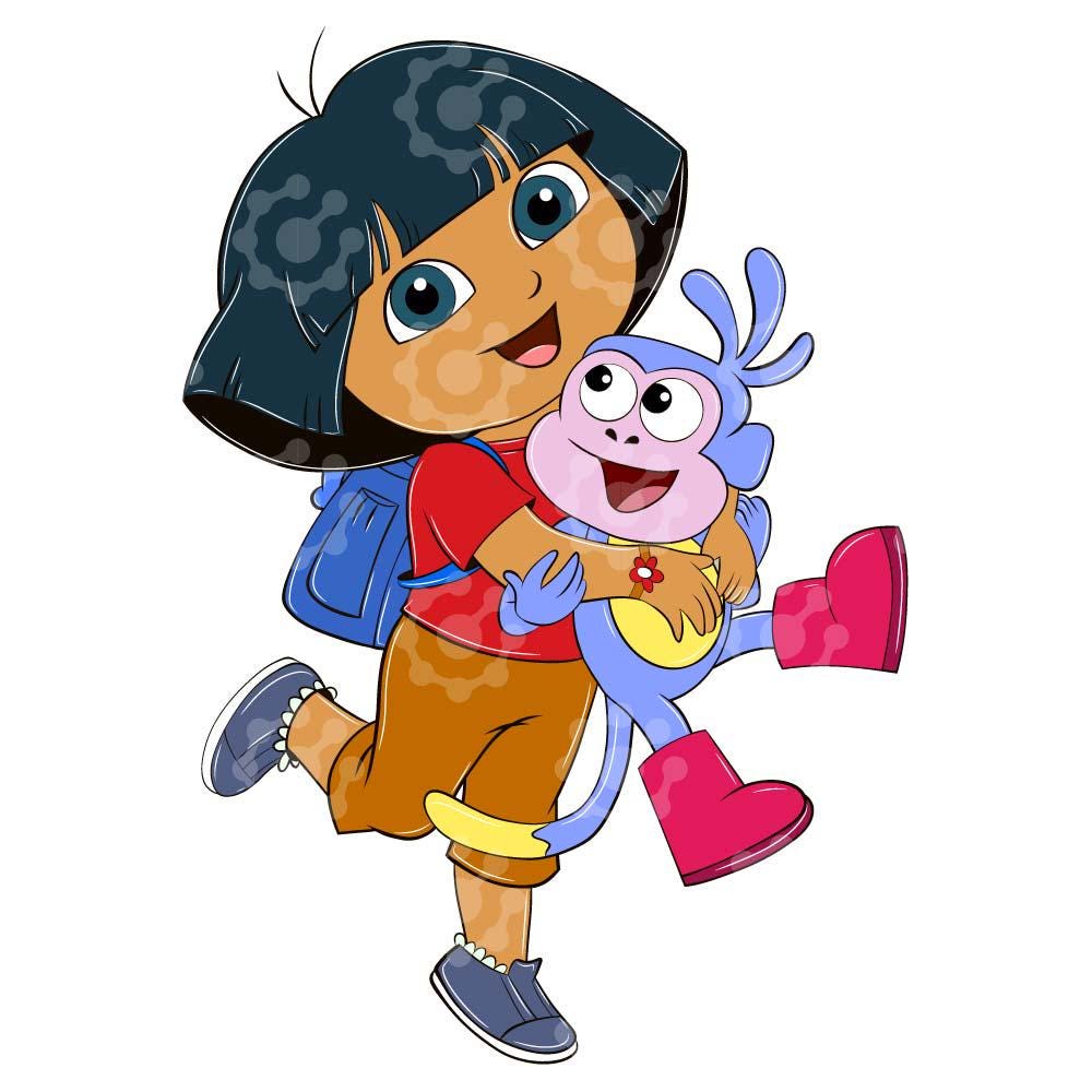 Dora and Boots Hug Illustration - Etsy
