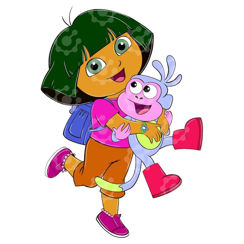 Dora and Boots Hug Illustration - Etsy