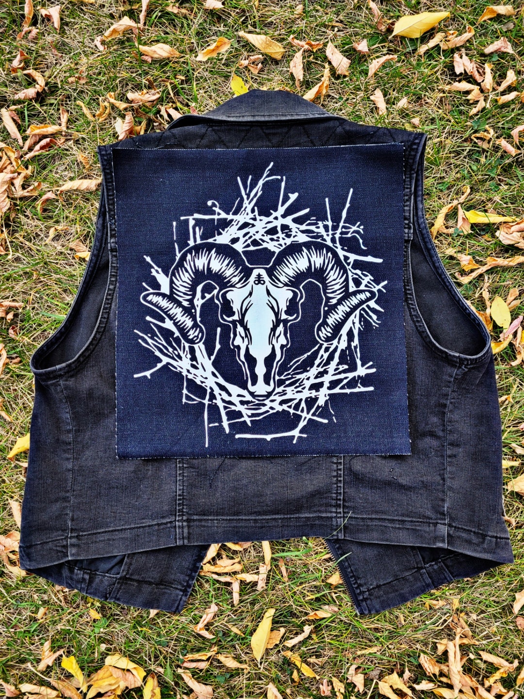 Ram Skull Wreath Back Patch - Etsy