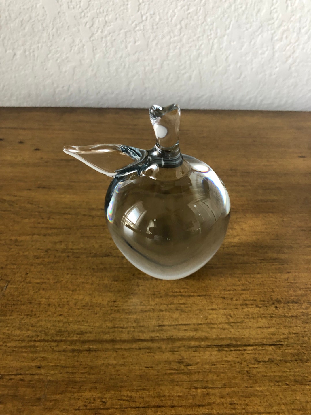 Clear Hand Blown Glass Apple Paperweight - Etsy
