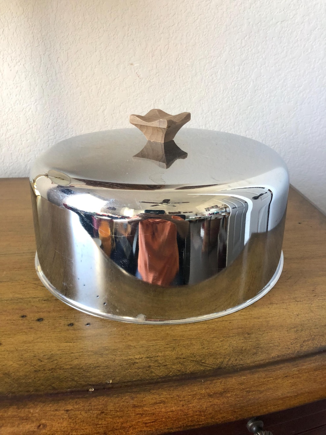 Chrome Cake Cover With Teak Wood Handle - Etsy
