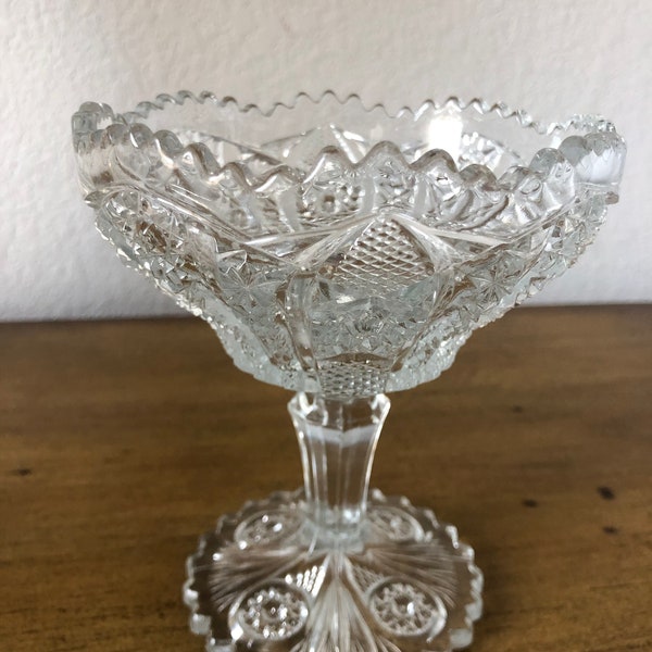 Antique Cut Glass Compote - Etsy