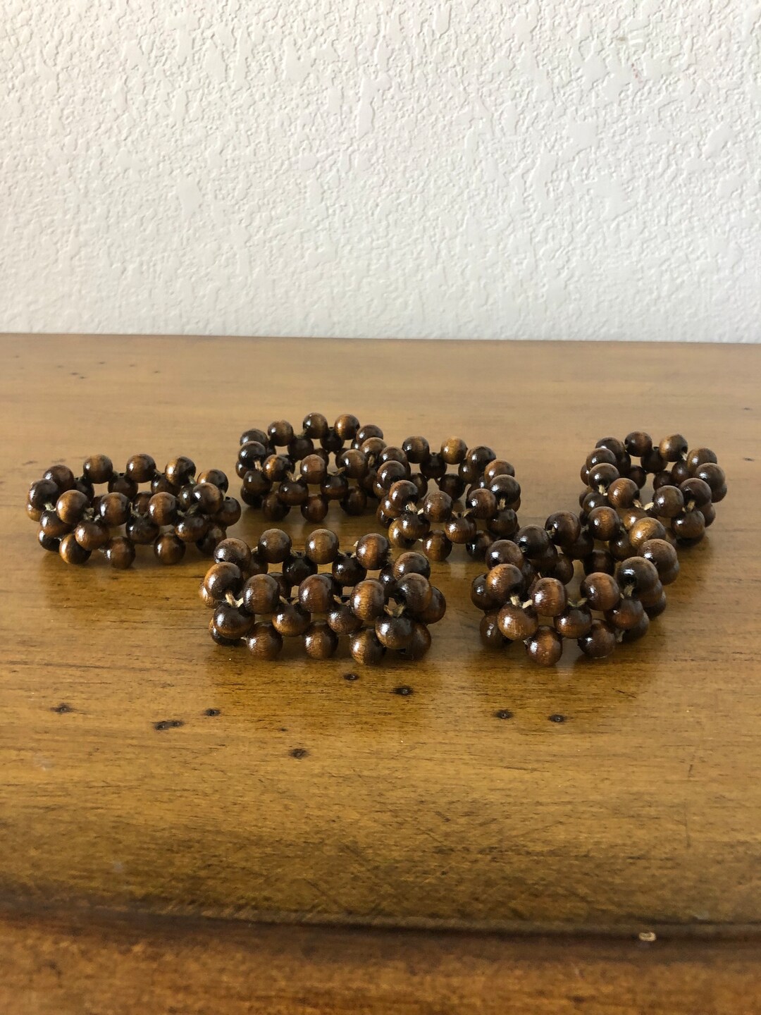 Six Vintage Beaded Wooden Napkin Ring Holders - Etsy