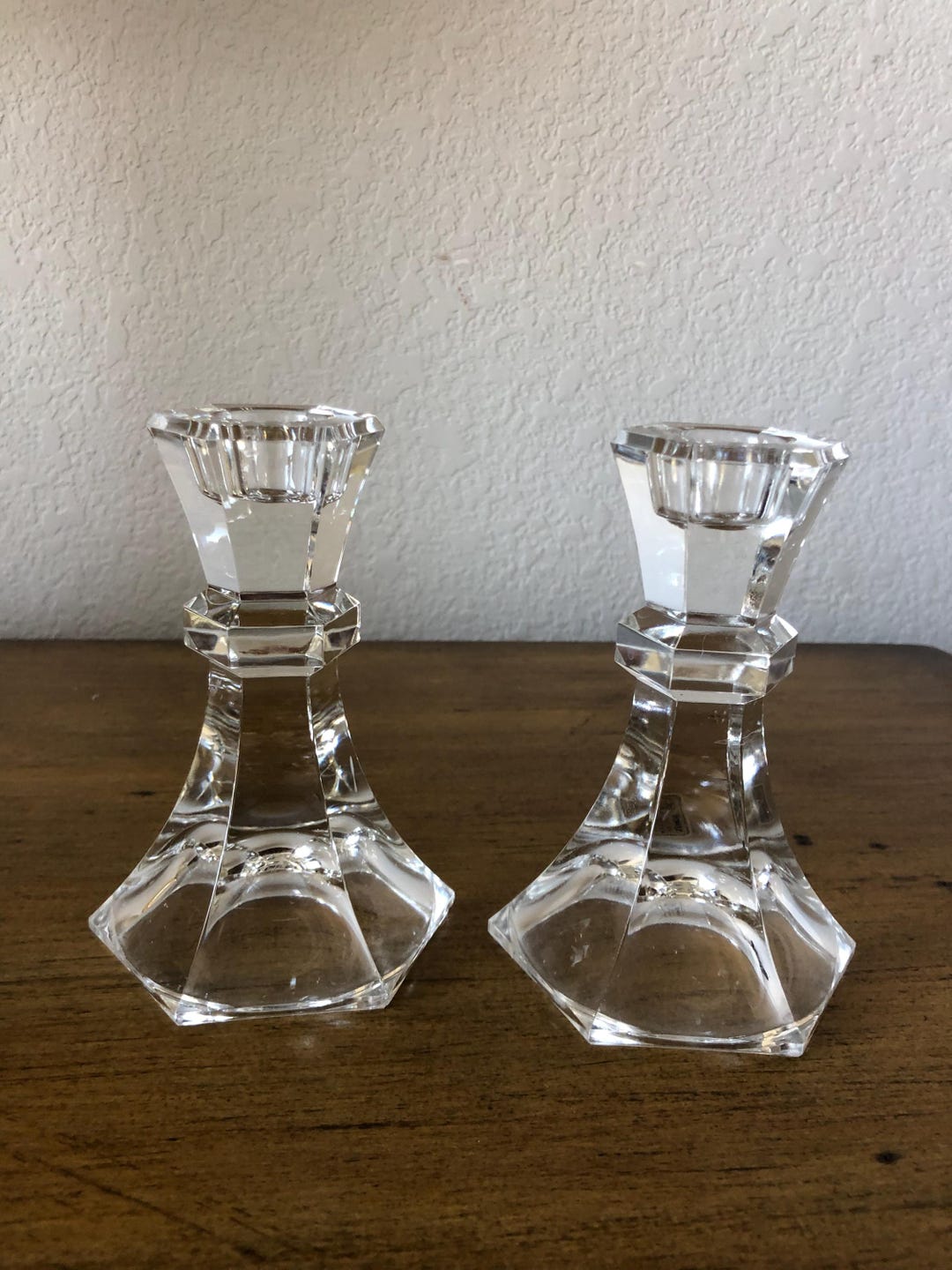 Two Vintage Crystal Candlestick Holders - Etsy