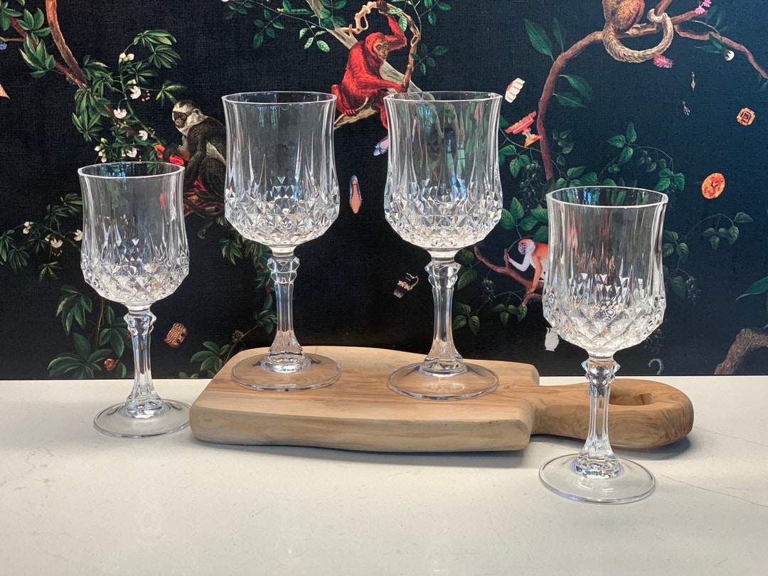 Elegant Set of 4 Stemmed Longchamp Glasses | Water & Wine Goblets ...