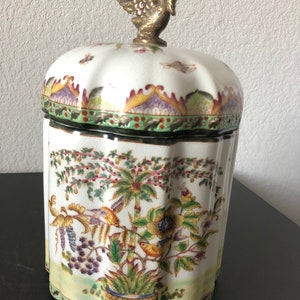 Vintage Chinoiserie Style Porcelain Canister With Palm Tree - Etsy