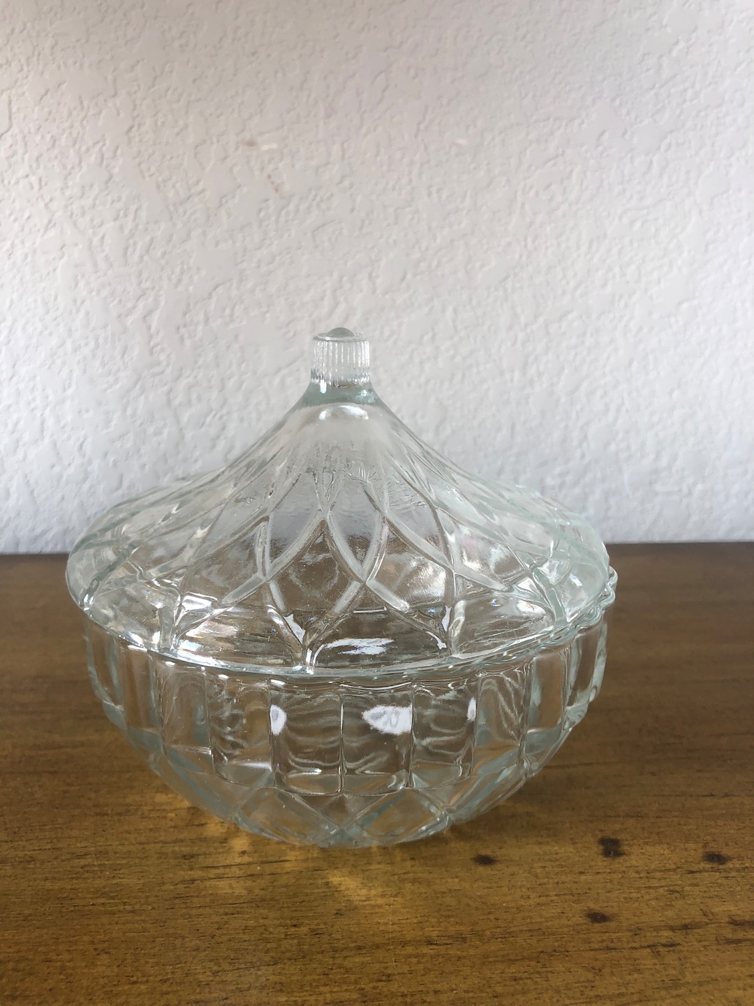 KIG Indonesia Glass Candy Dish With Lid - Etsy