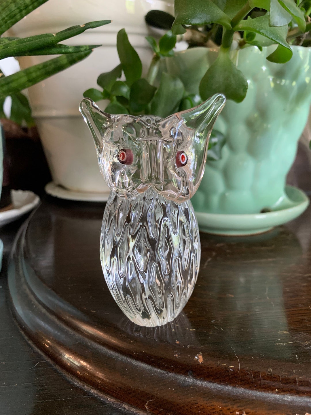 Murano Clear Art Glass Owl, Murano Glass Owl, Small Clear Glass Owl ...