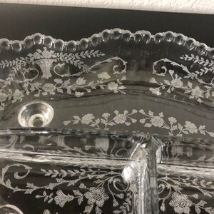 Cambridge Rose Point Etched Glass Divided Relish Dish With Handles - Etsy