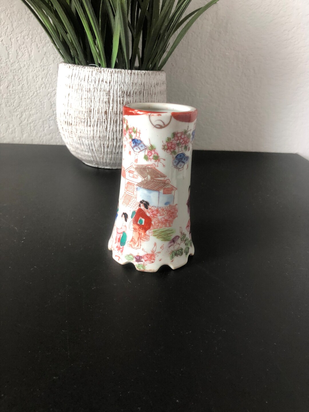 Vintage Japanese Porcelain Geisha Small Vase - Etsy