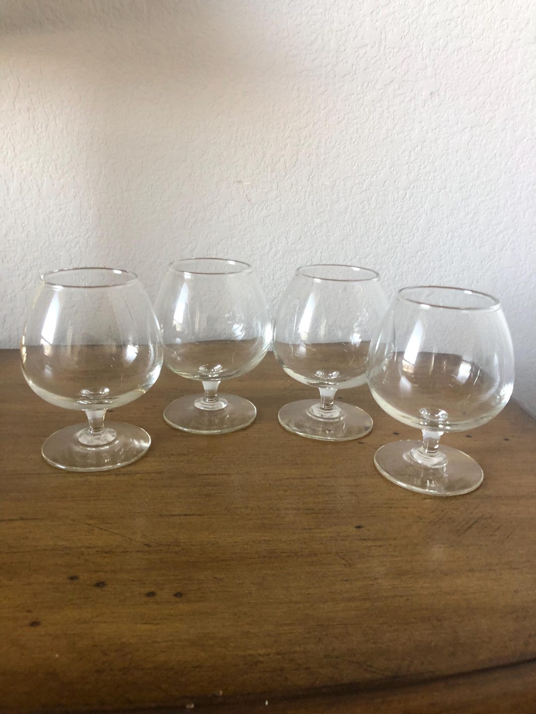 Vintage Set of Four Glass Cognac Brandy Snifter Stemware Glasses - Etsy