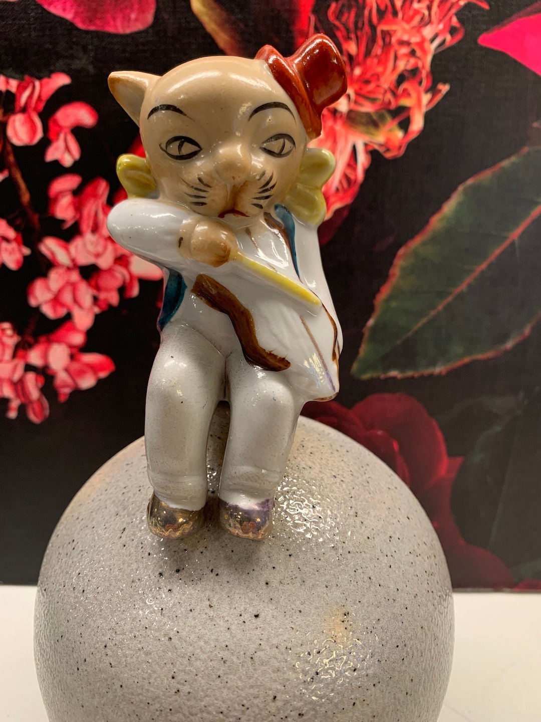 Vintage Ceramic Cat and the Fiddle Shelf Sitter, Hand Painted Royal ...