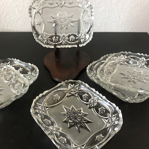 Small Pressed Glass Single Serve Trays Set of Six - Etsy