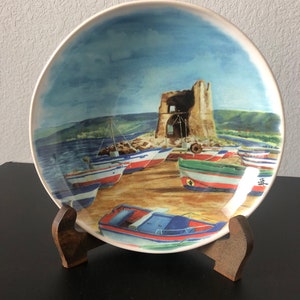 Ceramisia Italian Seaside Boats Scene Round Pasta or Serving Bowl ...