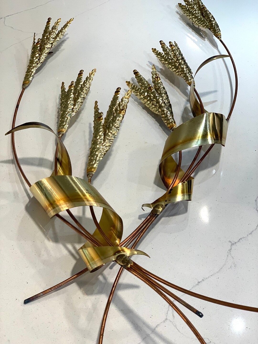 Brass and Copper Wheat Laurel Branches Wall Hanging 1970s - Etsy