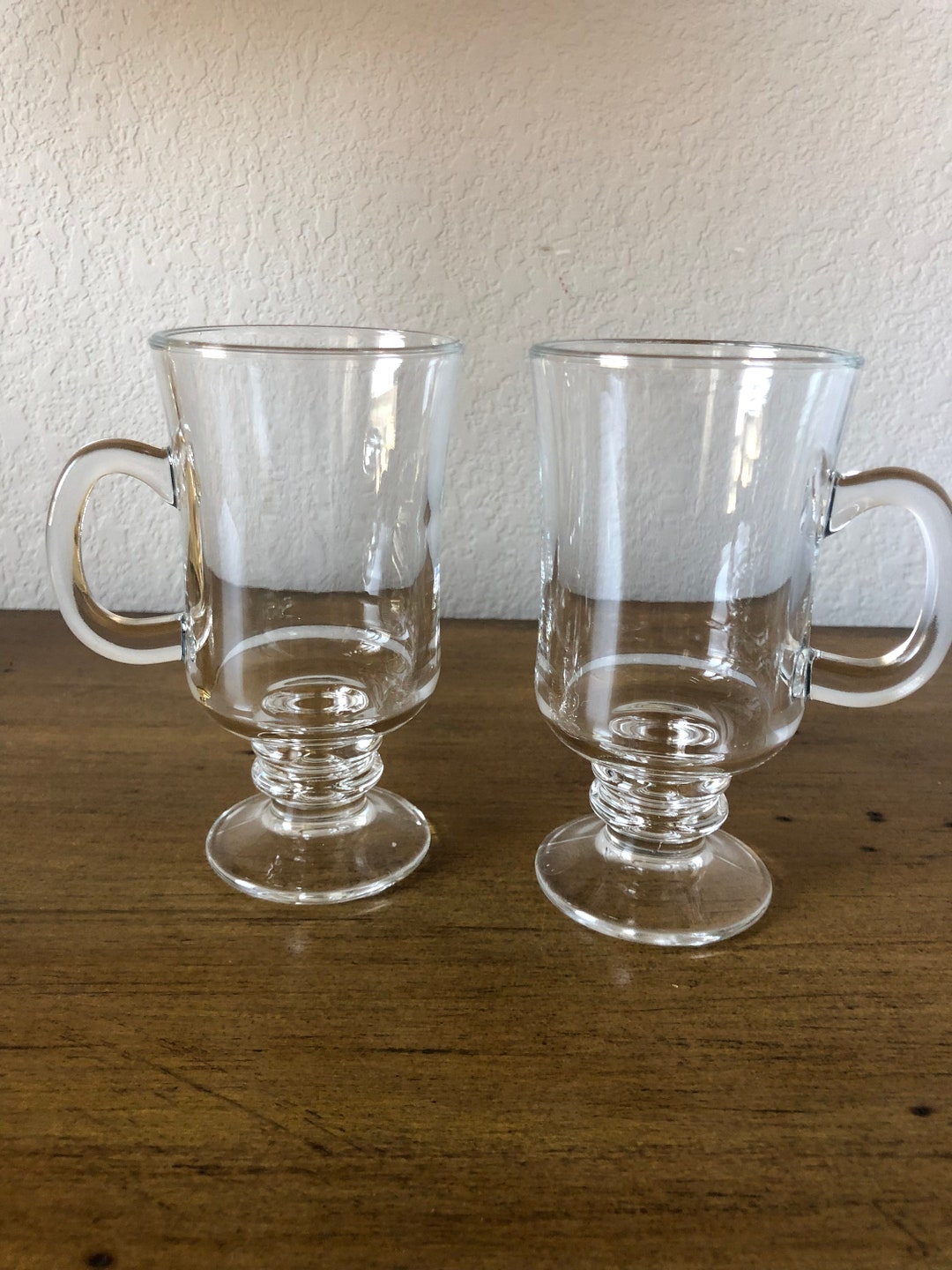 Two Clear Stemmed Coffee/tea Mugs - Etsy