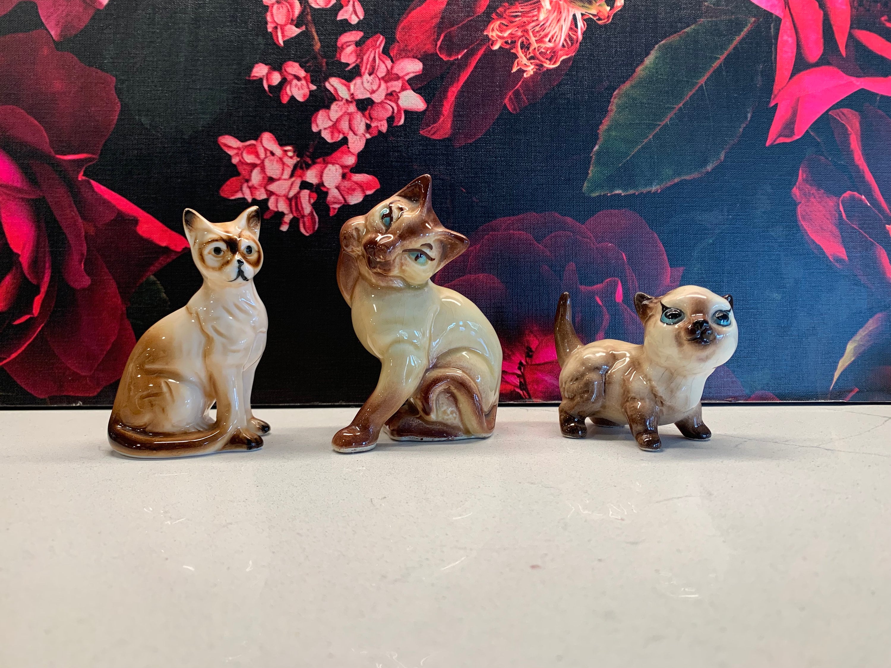 3 Siamese Cat Figurines Siamese Cat Gift Siamese Ceramic - Etsy