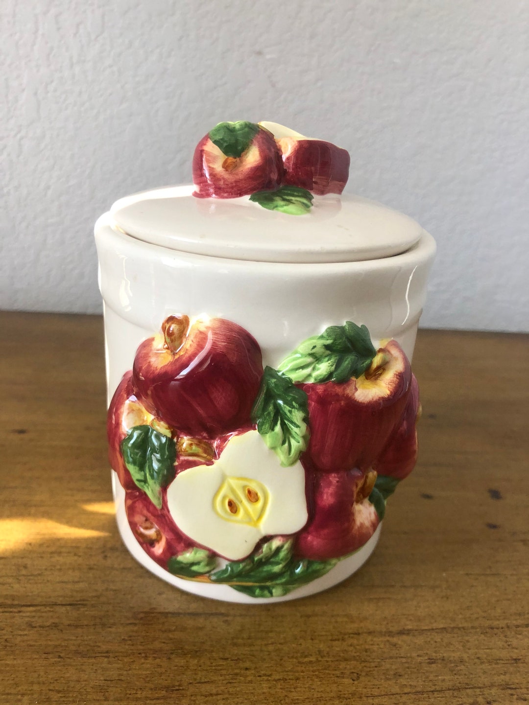 KMC Apple Design Kitchen Storage Ceramic Canister With Lid - Etsy