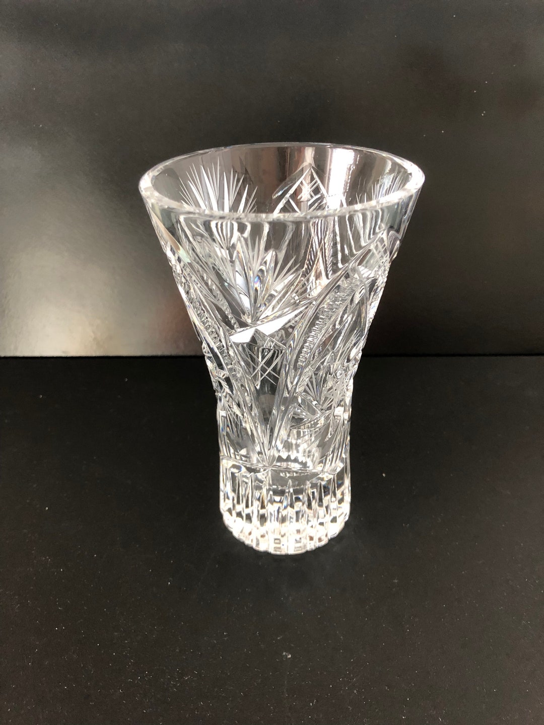Vintage Cut Crystal Flower Vase - Etsy