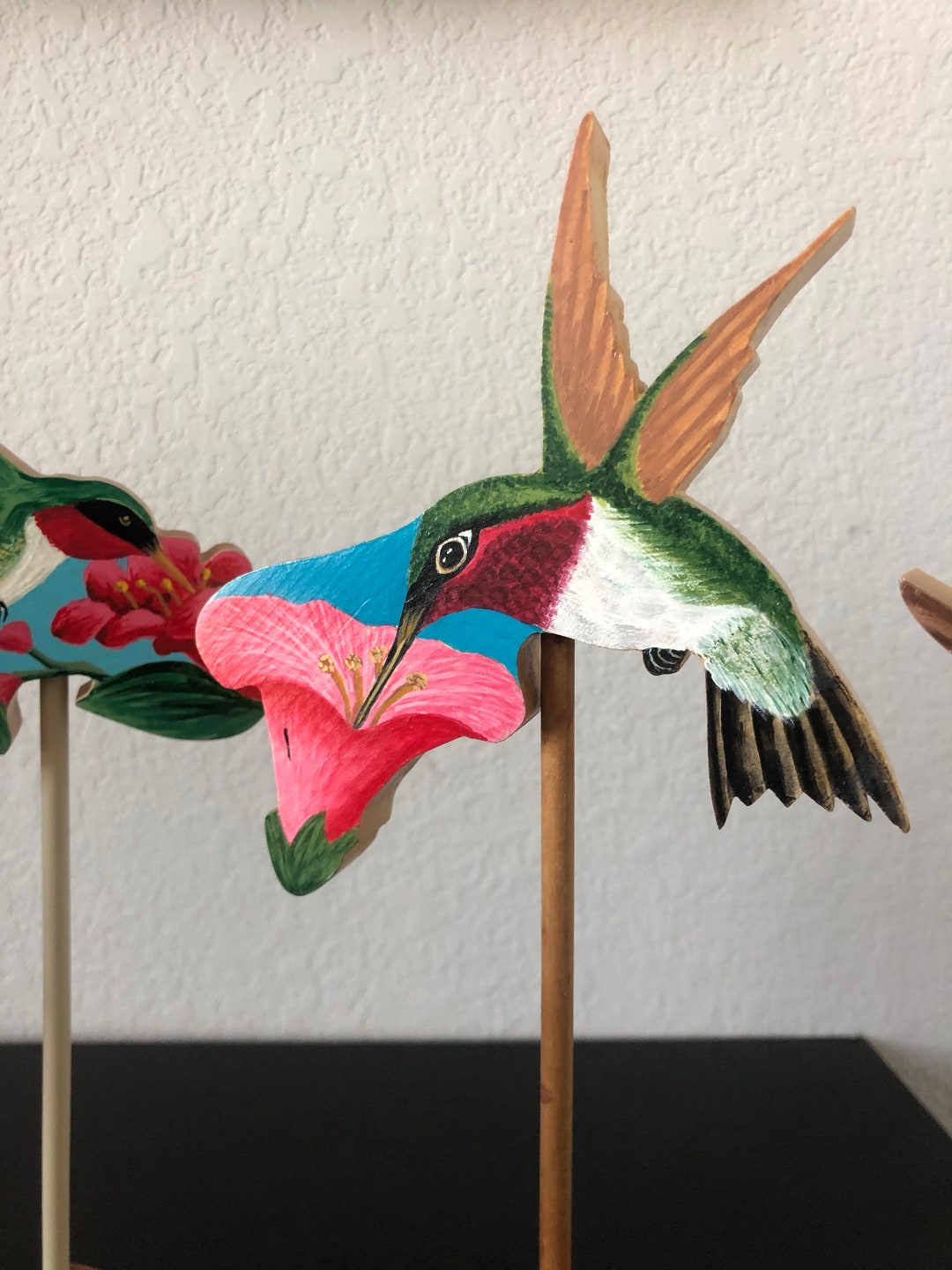 Wooden Set of Five Hand Made Hand Painted Hummingbirds - Etsy