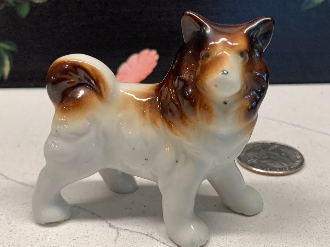 Vintage Miniature Chow Dog - Mini Chow Porcelain Figurine - White and ...