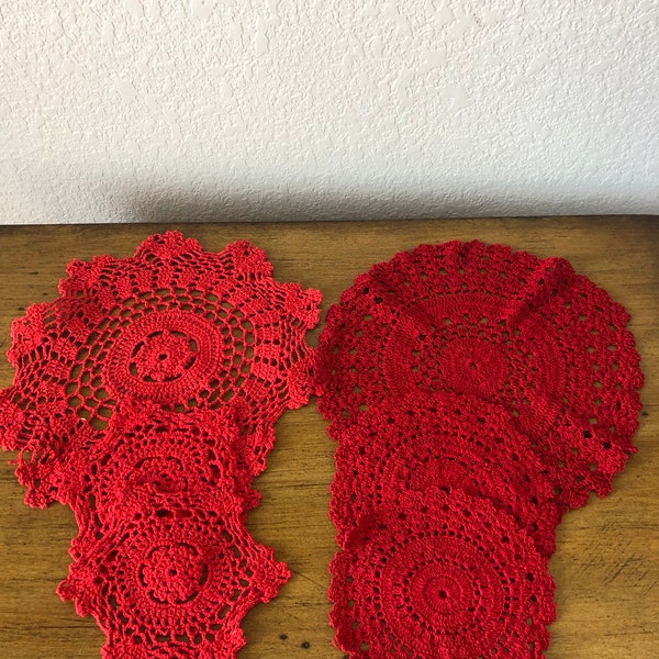 Red Doilies - Etsy