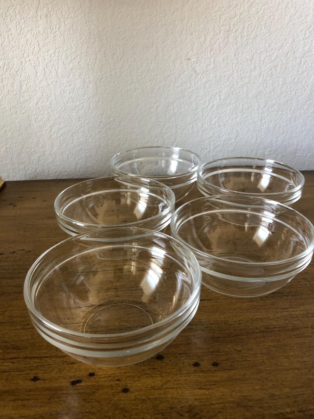 Set of Five Clear Glass Prep Bowls - Etsy